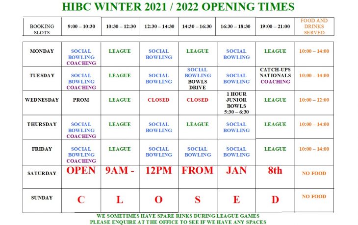 opening timetable